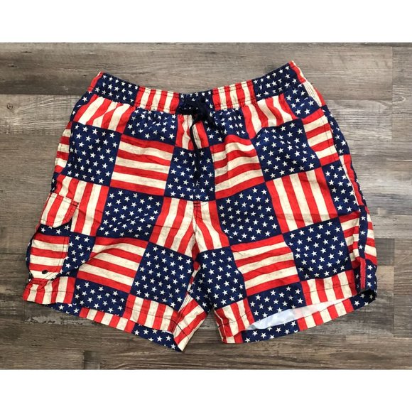 Islander | Swim | Islander Mens Large Usa Flag Print Netted Swimming ...